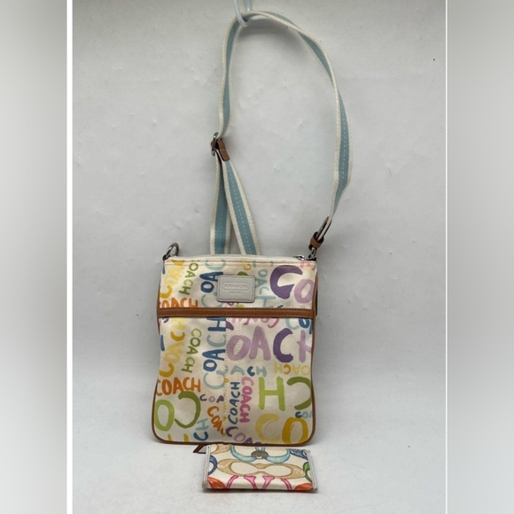 Coach | Bags | Coach Signature Multicolor Shoulder Purse | Poshmark